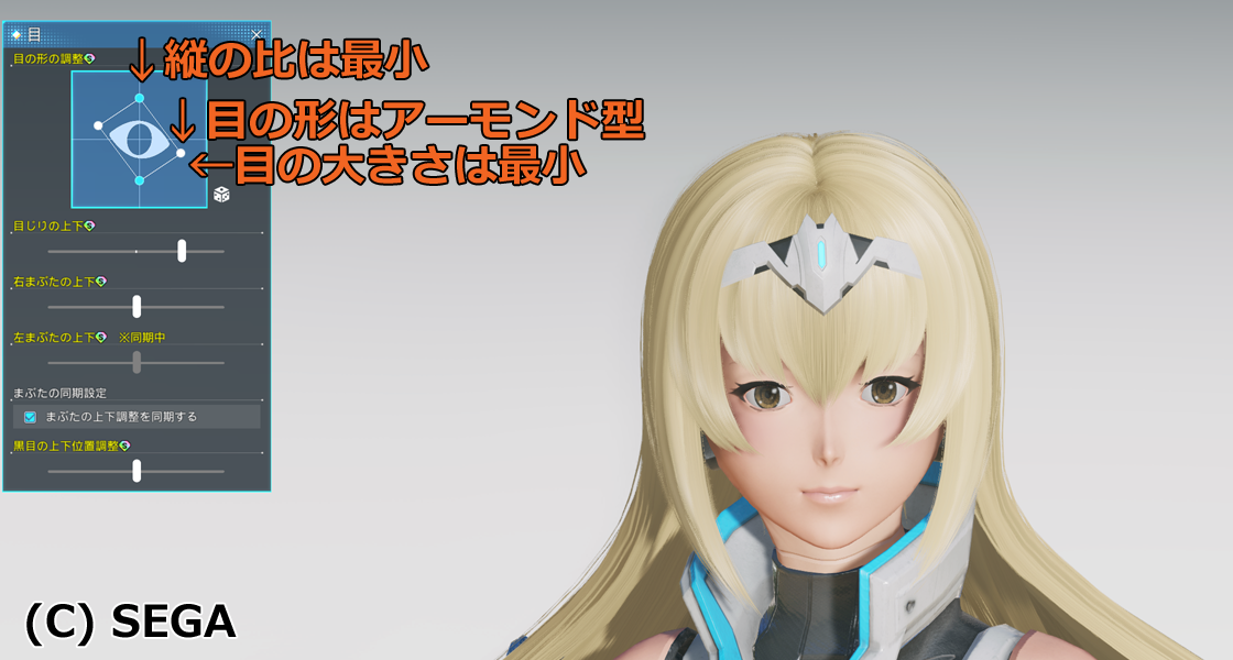 3. 頭部: (2) 目 / 【PSO2:NGS】めざせ脱奇形: 【PSO2:NGS】キャラクタークリエイト ～めざせ脱奇形～